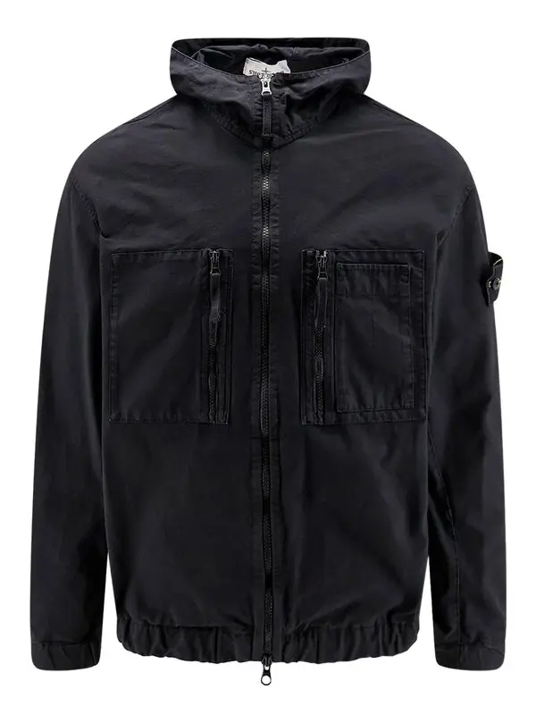 Stone Island Hooded Organic Cotton Jacket - Black