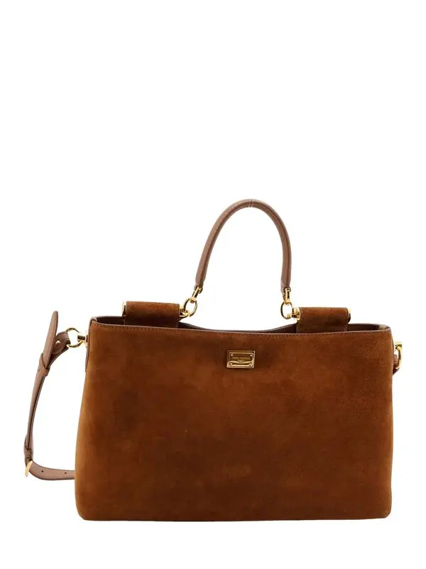 Dolce & Gabbana Vittoria Suede Top Handle Bag - Brown