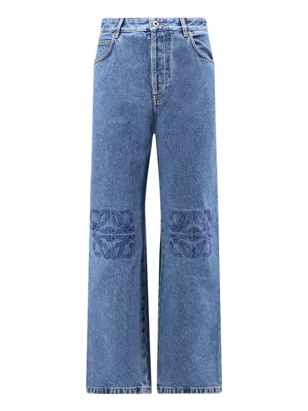Loewe Anagram Baggy Jeans With Embroidery - Blue