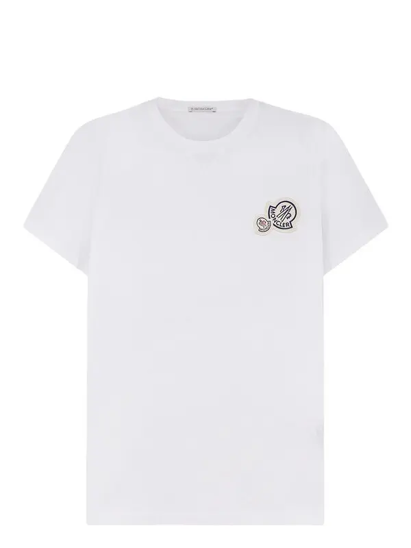 Moncler Cotton Tshirt With Logo Patch - White