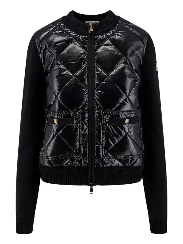 Moncler Wool And Nylon Blend Quilted Jacket - Black