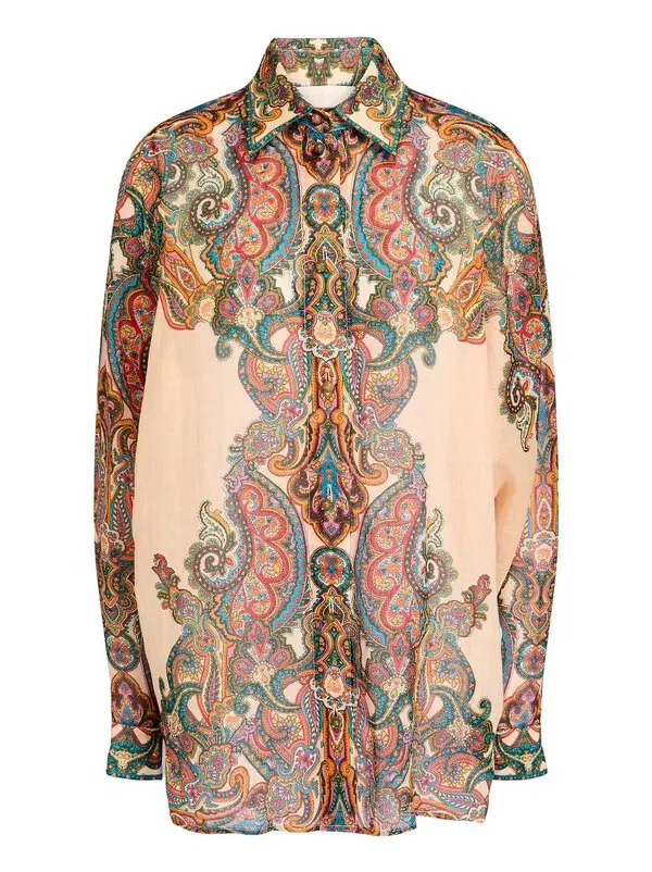 Zimmermann Paisley Print Ramie Shirt - Blush