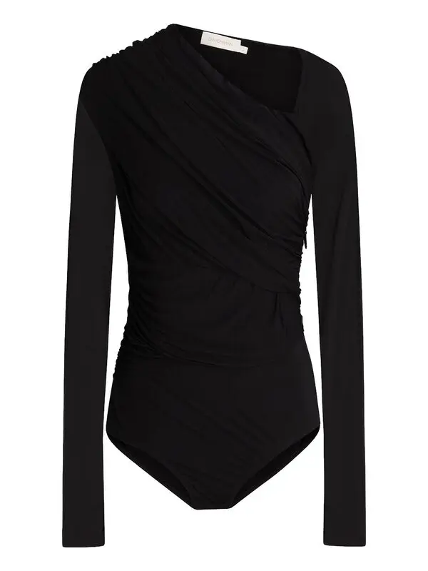 Zimmermann Asymmetric Jersey Bodysuit - Black