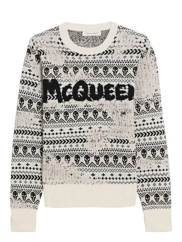 Alexander McQueen Jacquard-knit Wool Sweater - Ivory