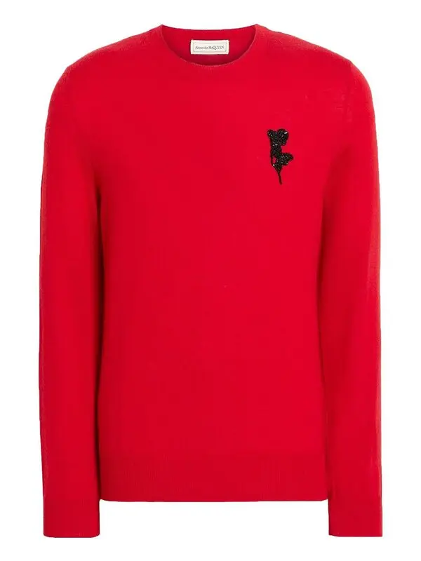Alexander McQueen Embellished Wool Sweater - Red