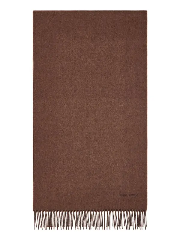 Giorgio Armani Wool Stole With Fringe - Brown