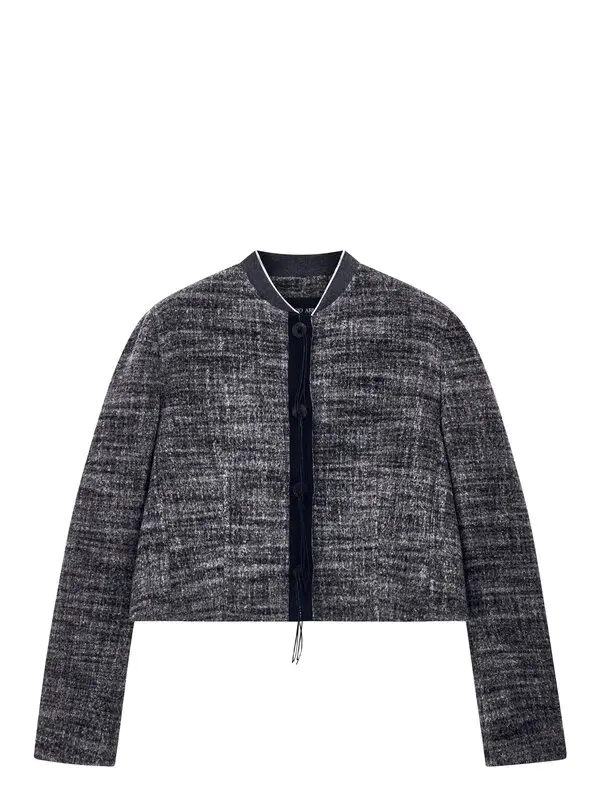 Giorgio Armani Cropped Blazer In Llama Wool - Grey