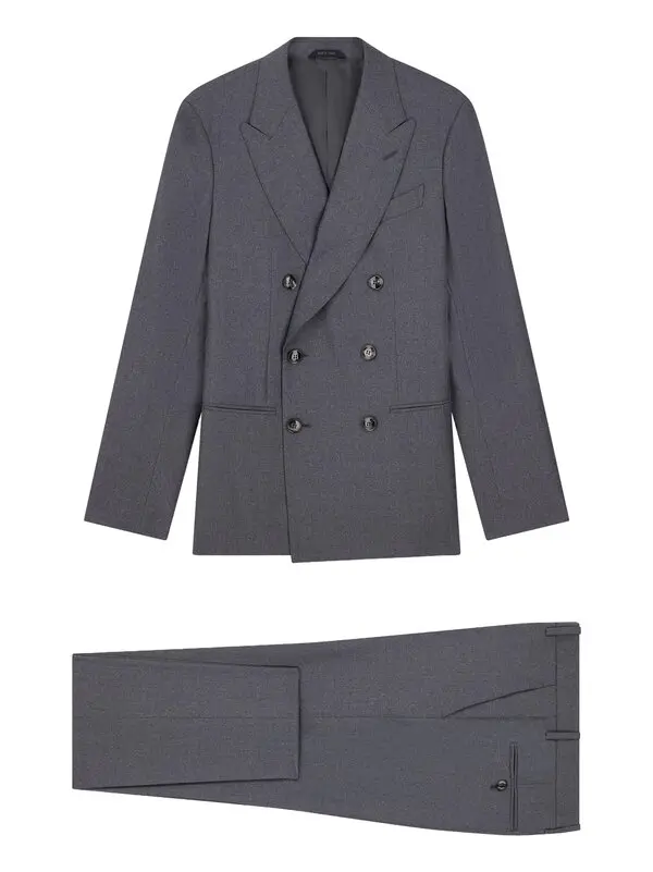 Giorgio Armani Double-breasted Pinstriped Virgin Wool Suit Napoli - Grey