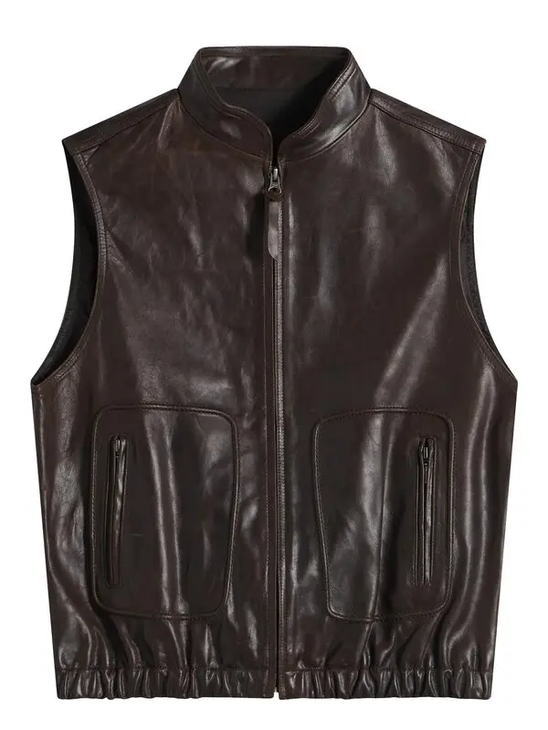 NOTHING WRITTEN Heritage Leather Vest - Dark Mocha