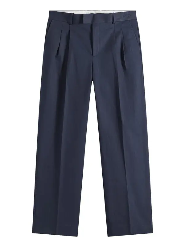 Drole De Monsieur Pleated Cotton-blend Trousers - Navy