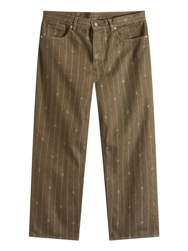 Drole De Monsieur Monogram Baggy Jeans - Brown