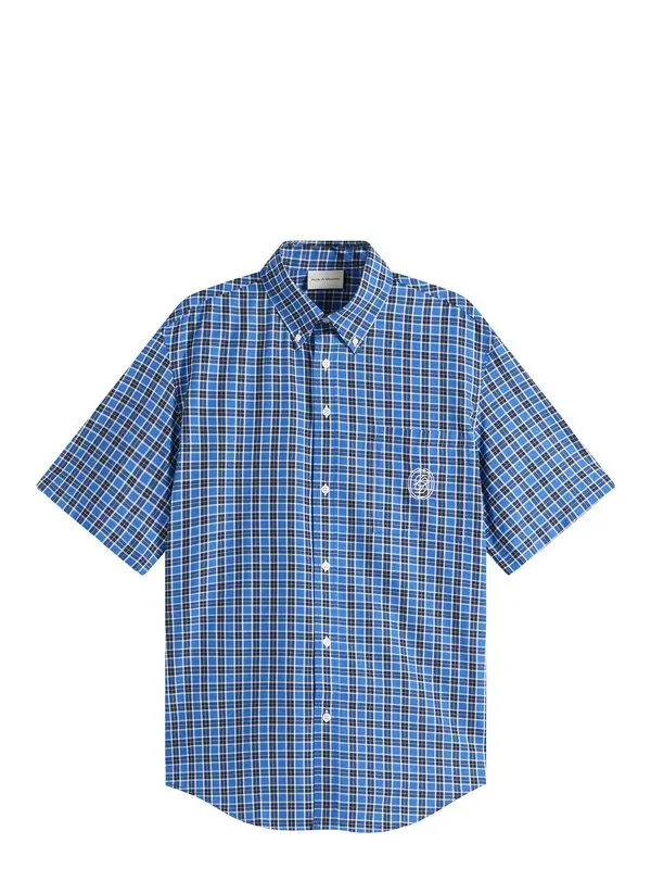 Drole De Monsieur Short Sleeve Check Shirt - Blue