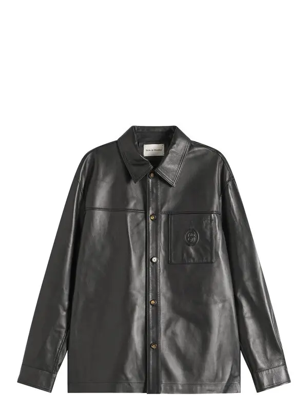 Drole De Monsieur Embossed Leather Shirt - Black