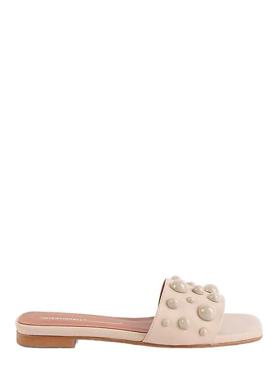 Intentionally Blank Cocktail Beaded Slides - Cream