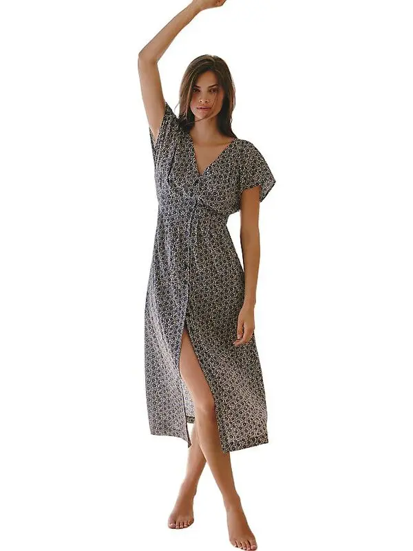 Z Supply Sanna Iris Midi Dress - Ivory Pattern