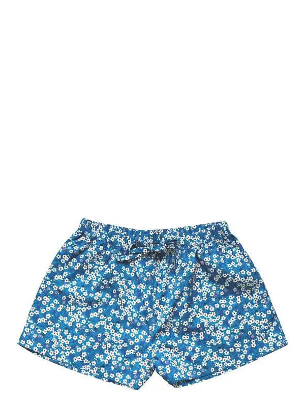 LIME TREE DESIGN Mitsi Teal Boxer Style Shorts In Liberty Tana Lawn Fabric - Blue
