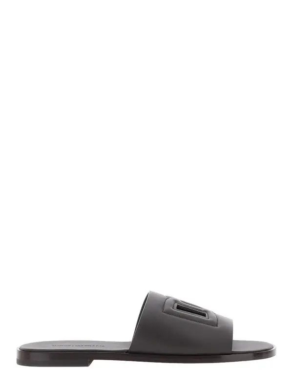 Dolce & Gabbana Leather Slides - Brown
