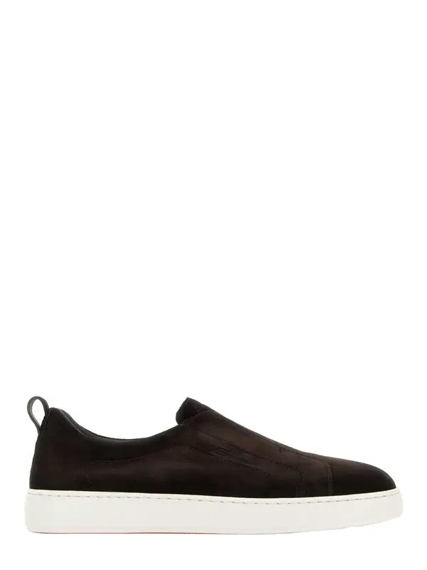 Santoni Dark Suede Victory Slip-on - Brown