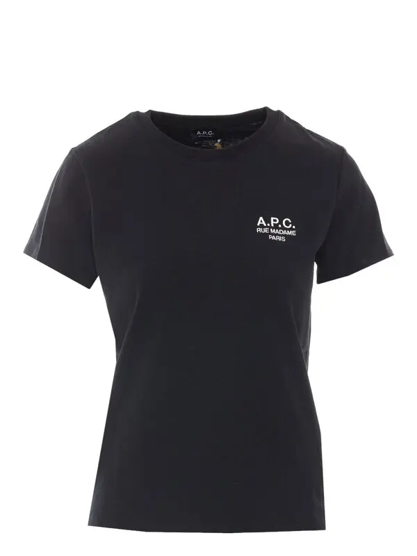 A.p.c. Cotton T-shirt With Embroidered Logo - Black