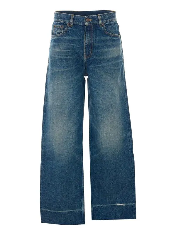 Chloé Logo Wide Leg Jeans - Blue