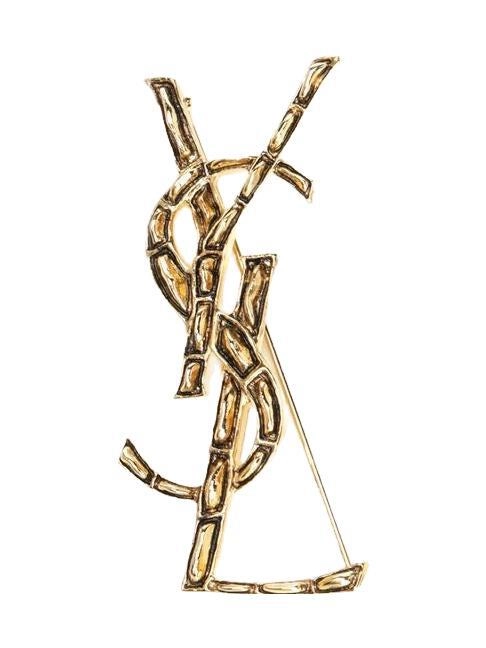 Saint Laurent Cassandre Crocodile Brooch - Gold