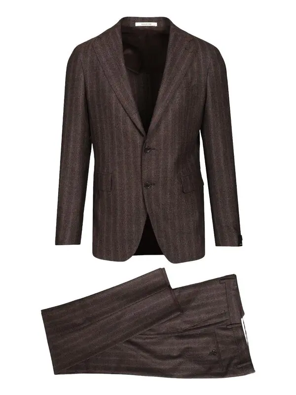Tagliatore Single-breasted Suit In Super 110s Wool - Brown