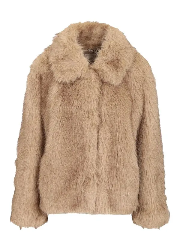Max Mara Short Fur Coat With Shirt Collar - Cream