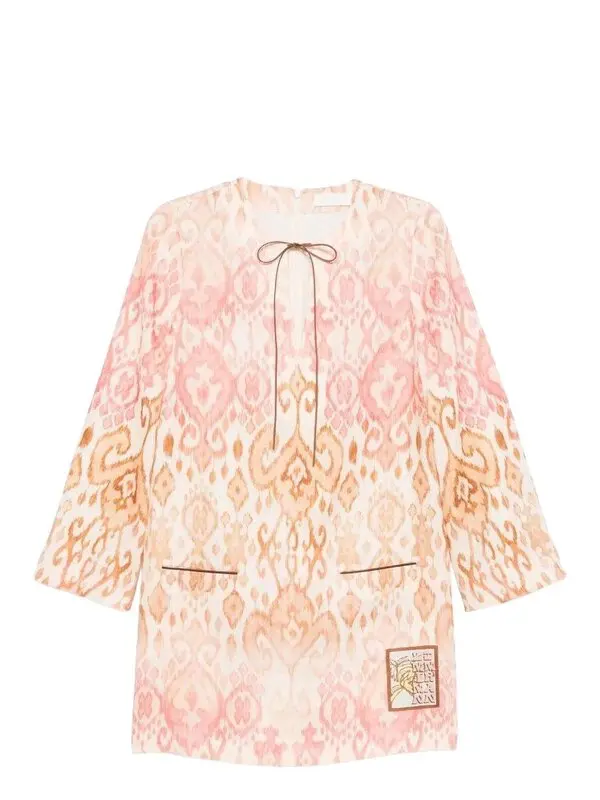 Zimmermann Aster Short Linen Dress - Multicolor