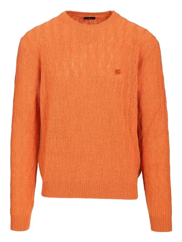 Etro Cashmere Sweater With Embroidered Pegasus - Orange