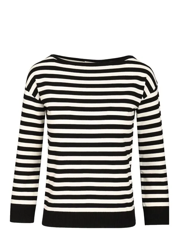 Max Mara Striped Boat Neck Viscose Blend Sweater - Multicolor