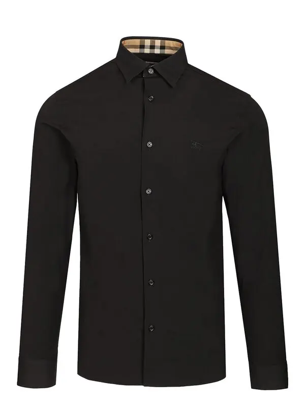 Burberry Slim Fit Shirt In Stretch Cotton - Black