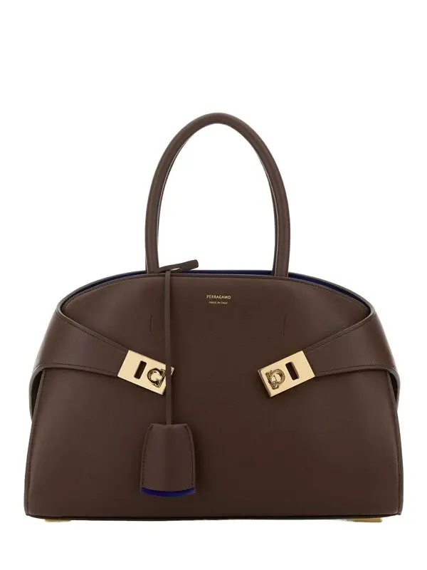 FERRAGAMO Salvatore Leather Small Hug Handbag - Brown