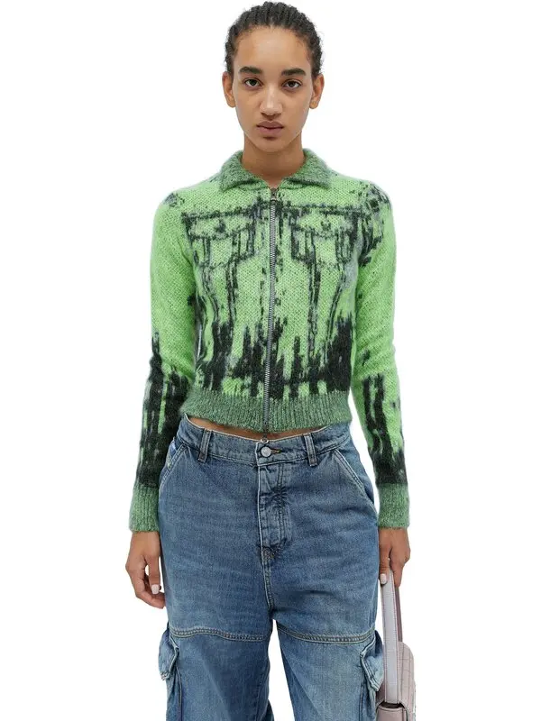 DIESEL® M-taphos Fuzzy Sweater With Distressed Motif - Green