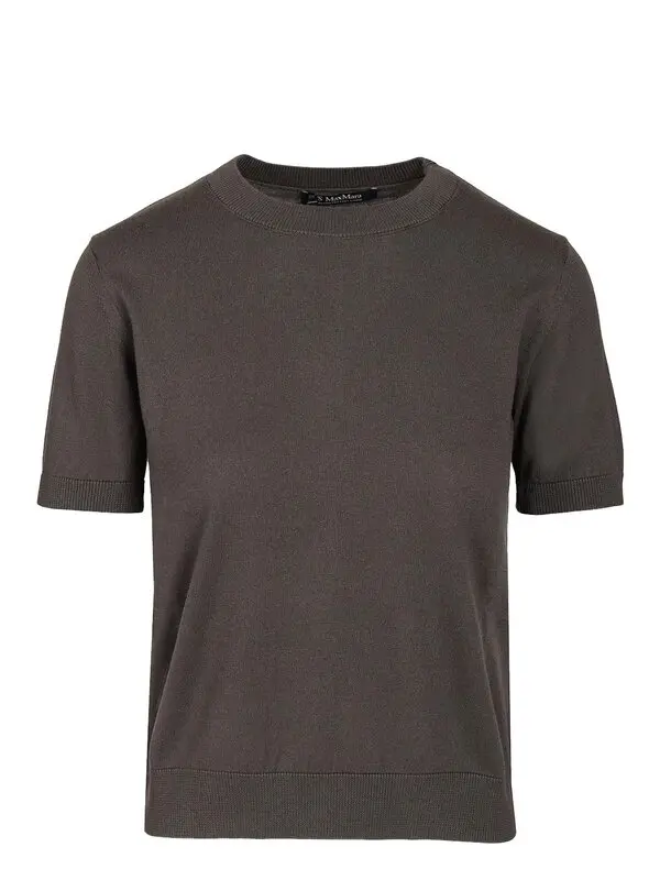 Max Mara Cotton, Silk, And Cashmere Crew Neck Sweater - Gray