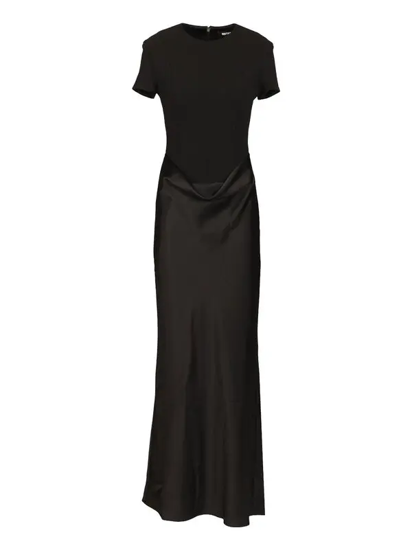 ROTATE BY BIRGER CHRISTENSEN Cap Sleeve Draped Maxi Dress - Black