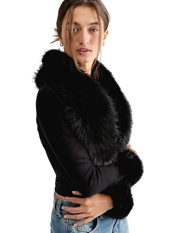 Free People Penny Lane Fur Bolero - Black