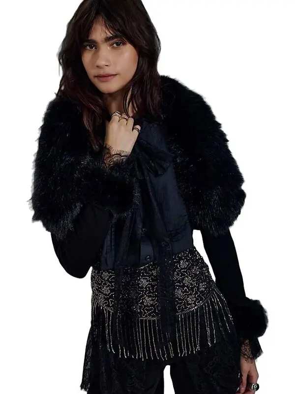 Free People Penny Lane Fur Bolero - Black