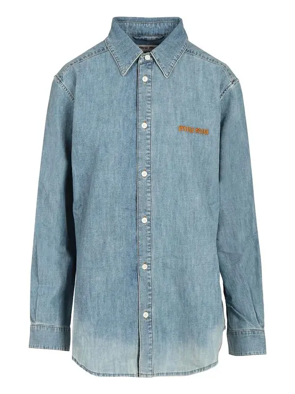 Miu Miu Bleached Chambray Shirt - Blue