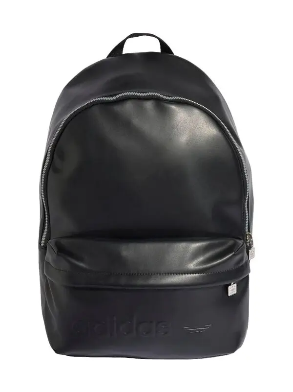 Adidas Leather Backpack With Top Handle And Zipper Closure - Black