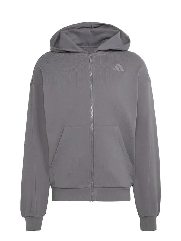 Adidas Kit Small Logo Full-zip Hoodie - Grey Five