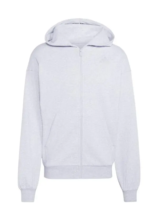 Adidas Kit Small Logo Full-zip Hoodie - Light Grey Heather