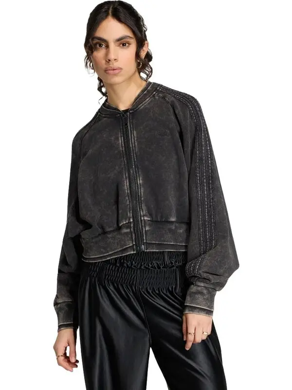 Adidas Sst Double Layered Cropped Track Top - Black