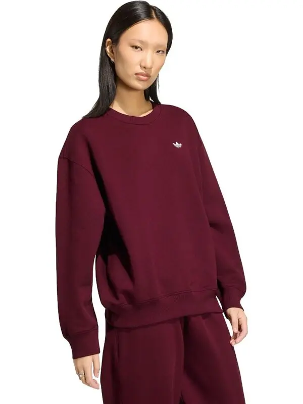 Adidas Essentials Crewneck Long Fleece Sweatshirt - Maroon