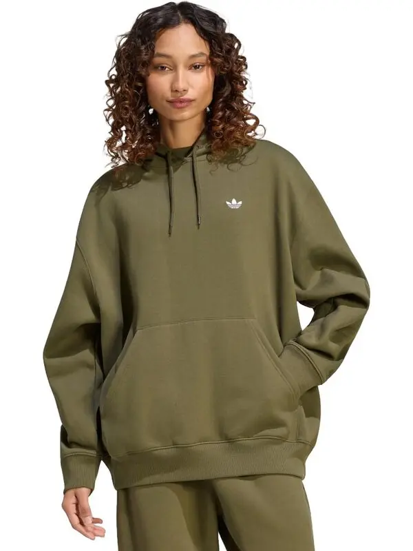 Adidas Essentials Crew Long Fleece Oversized Sweatshirt - Olive Strata