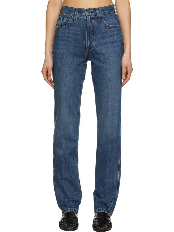 Co Name Logo High-waisted Straight Jeans - Blue