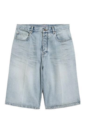 Balenciaga Bleach Light Bleu Denim Stay Press Shorts - Light Blue