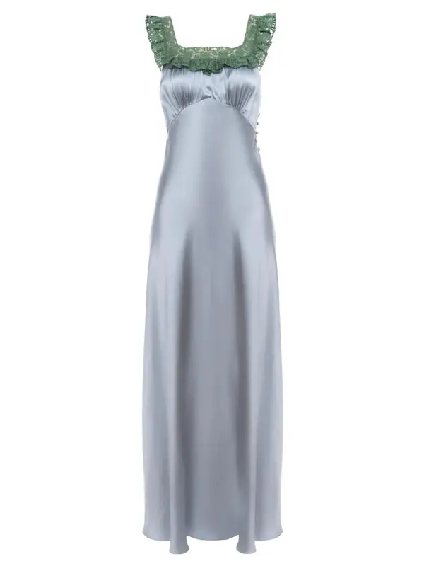 Chloé Lace-insert Satin Maxi Dress - Gray