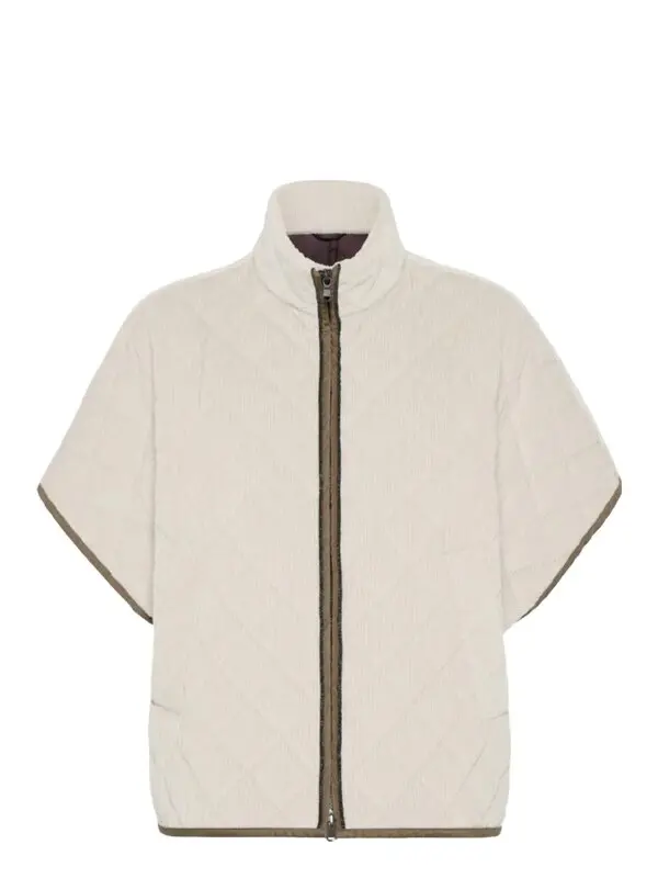 Brunello Cucinelli Quilted High Neck Jacket - White