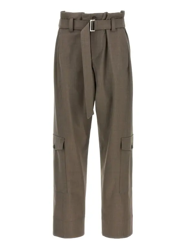 Brunello Cucinelli Belted Wide Leg Pants - Brown