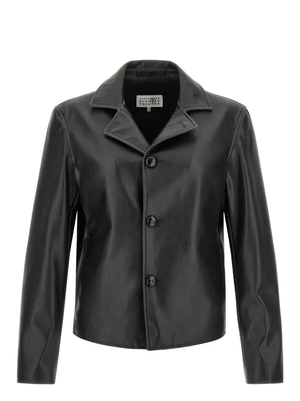 MAISON MARGIELA Long-sleeve Button-up Jacket With Notch Lapel - Black